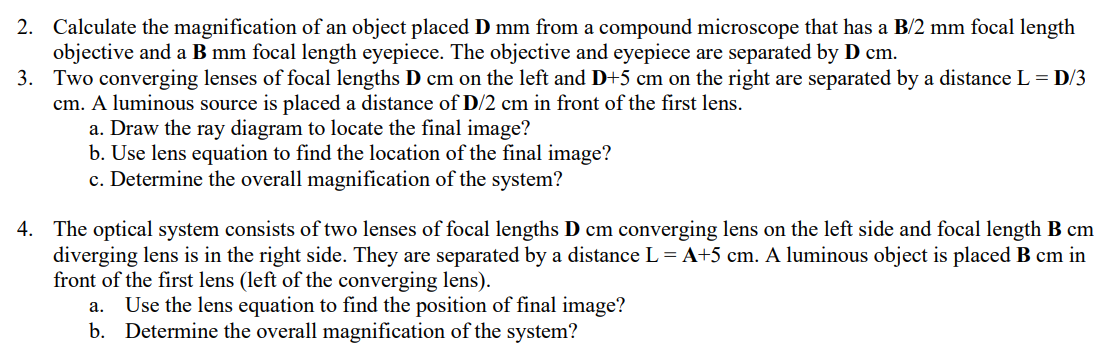 Solved 2. Calculate the magnification of an object placed | Chegg.com