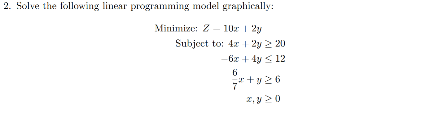 Solved 2. Solve the following linear programming model | Chegg.com