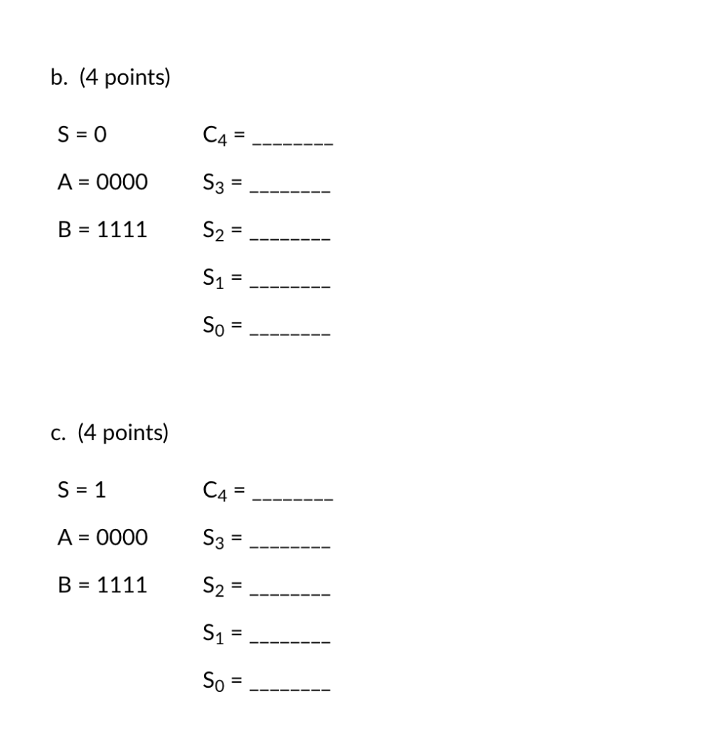 Solved Input values for the adder-subtractor circuit above | Chegg.com