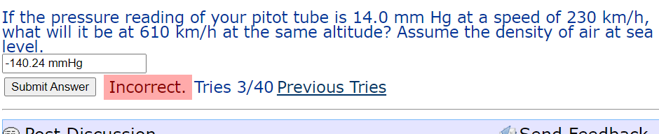 Solved If the pressure reading of your pitot tube is 14.0 mm | Chegg.com