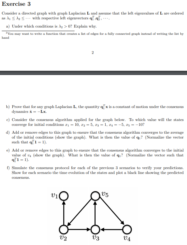 Exercise 3 Consider a directed graph with graph | Chegg.com
