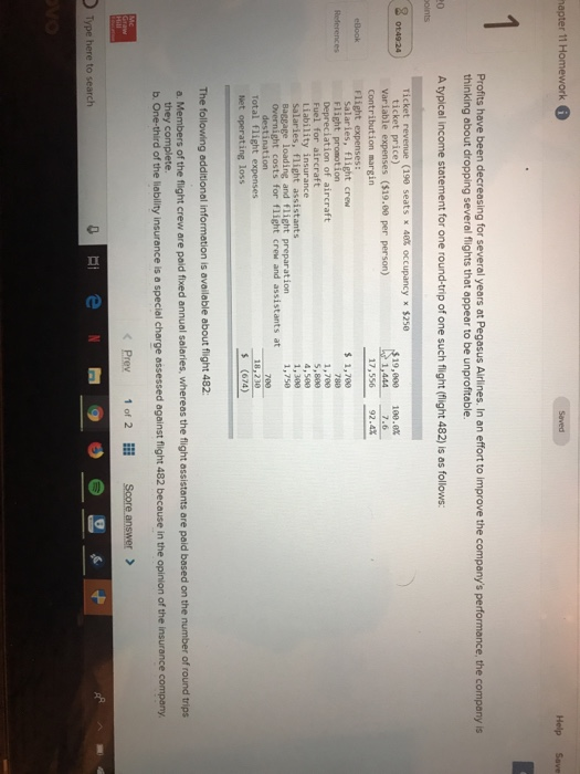 Solved apter 11 H Help Save Profits have been decreasing for | Chegg.com