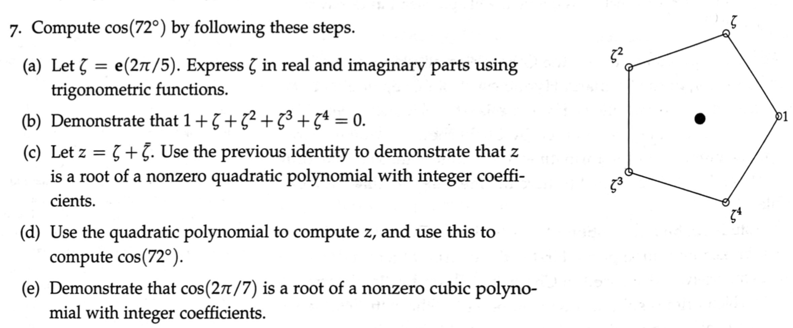 Solved 7. Compute cos(72°) by following these steps. (a) Let | Chegg.com
