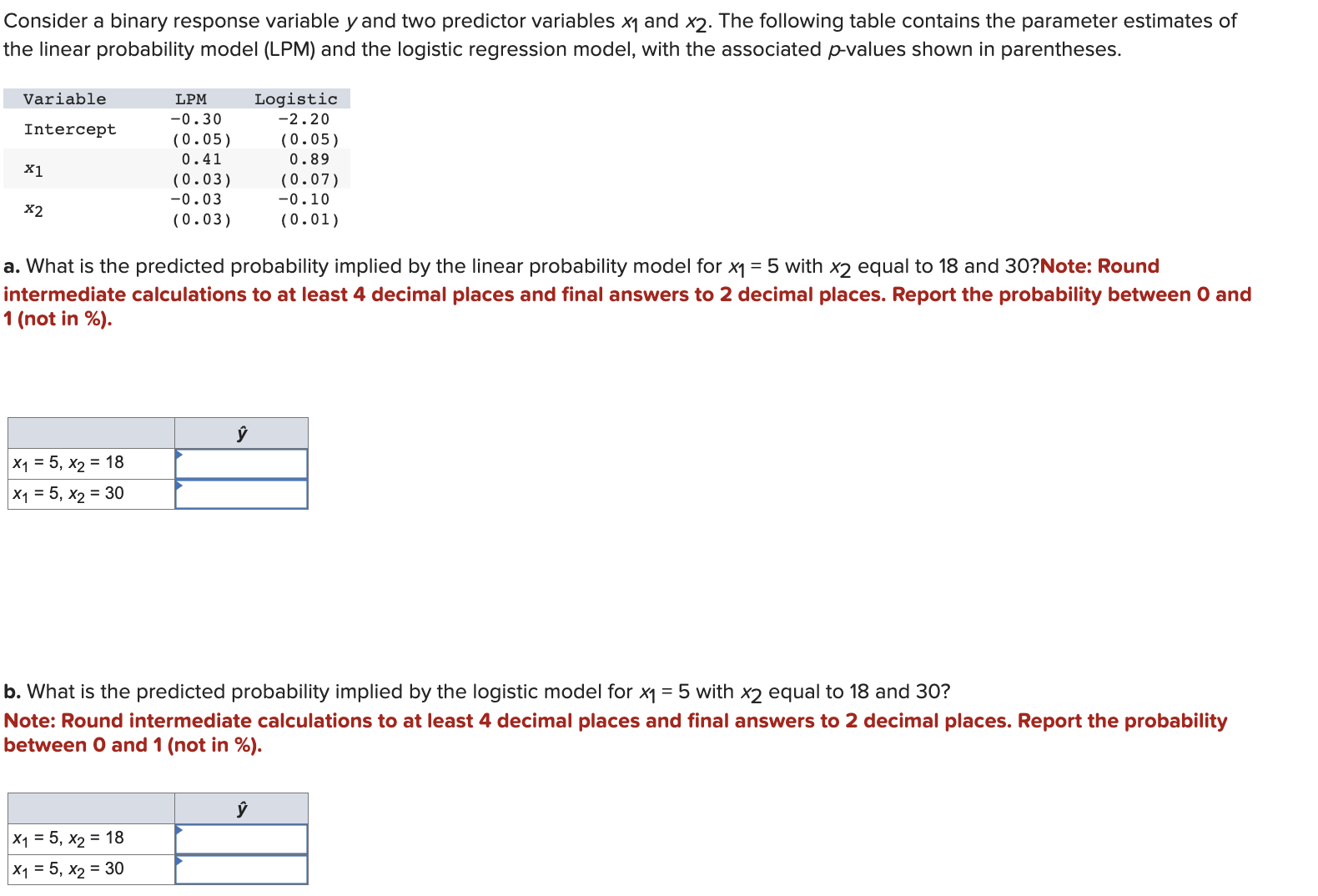 Consider a binary response variable y and two | Chegg.com