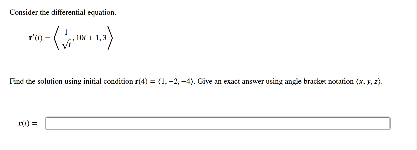 Solved Consider the differential equation. r'(t) = (1/sqrt1, | Chegg.com