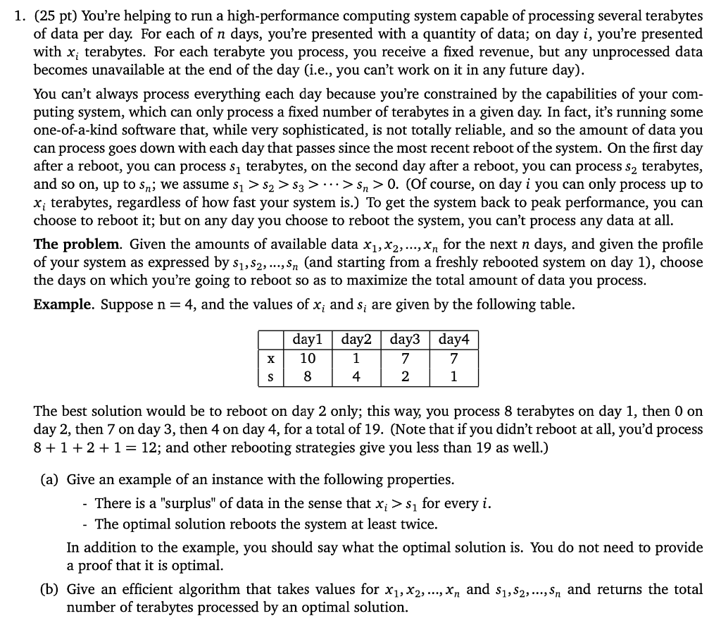 Solved 1. (25 pt) You're helping to run a high-performance | Chegg.com