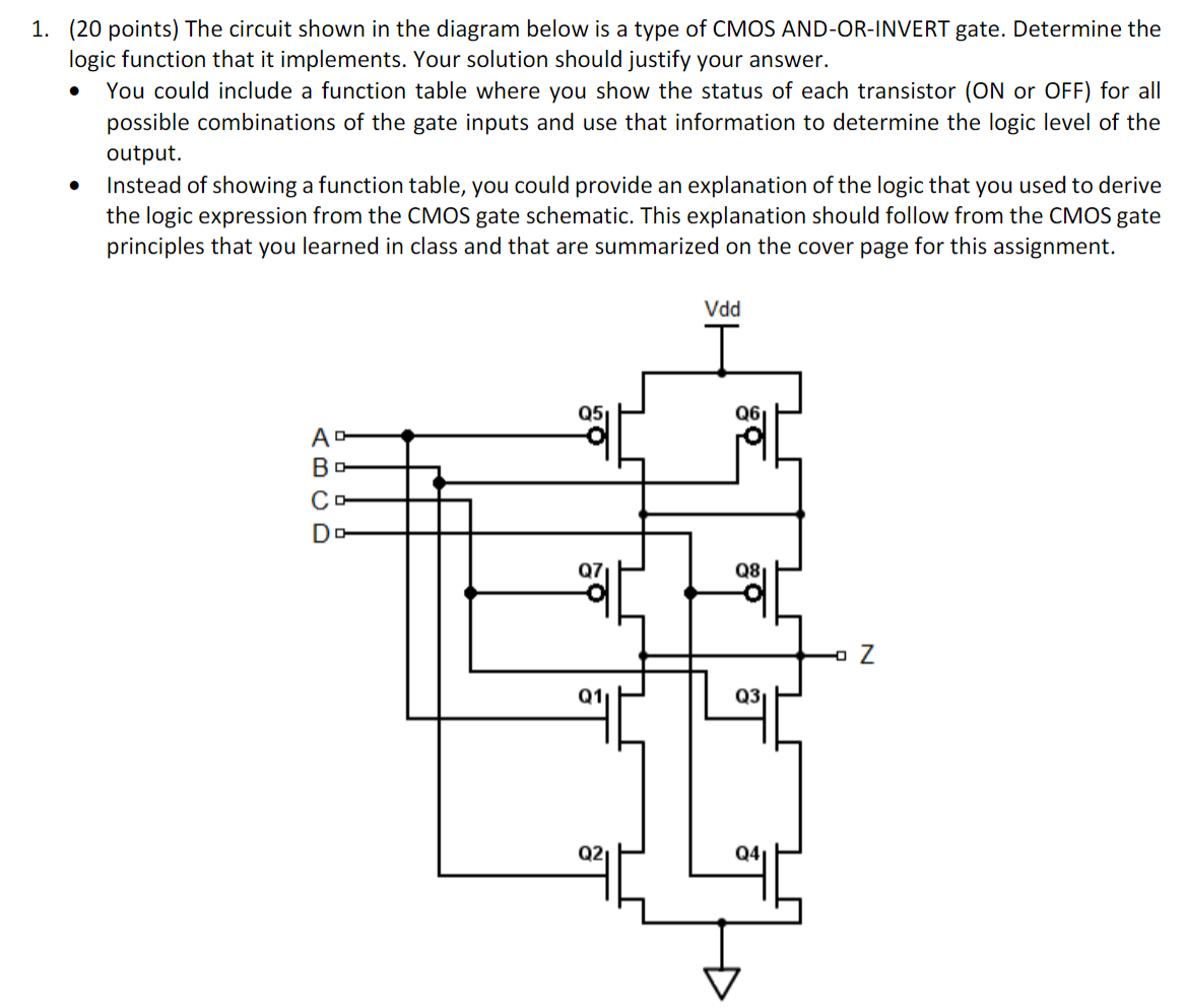 Solved 1. (20 points) The circuit shown in the diagram below | Chegg.com