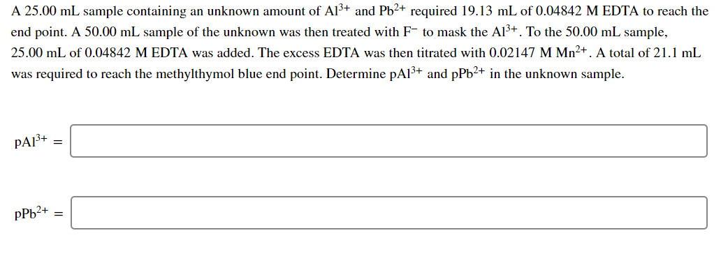 Solved A 25.00 mL sample containing an unknown amount of | Chegg.com