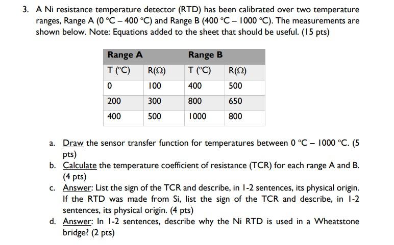 Solved A Ni resistance temperature detector (RTD) has been | Chegg.com
