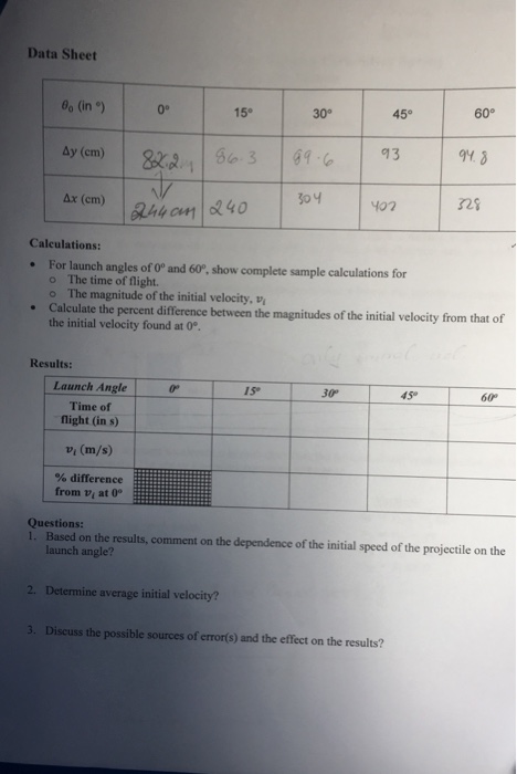 Solved Objective: To find the initial velocity of a | Chegg.com