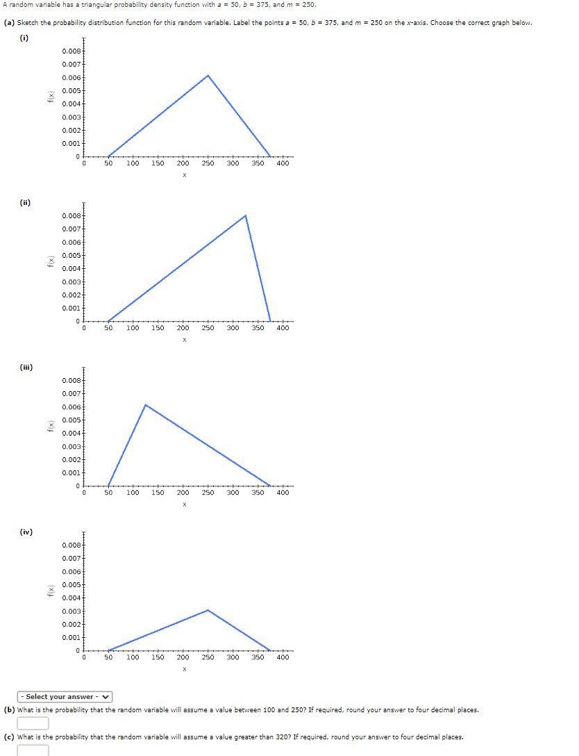 Solved A random variable has a triangular probability | Chegg.com