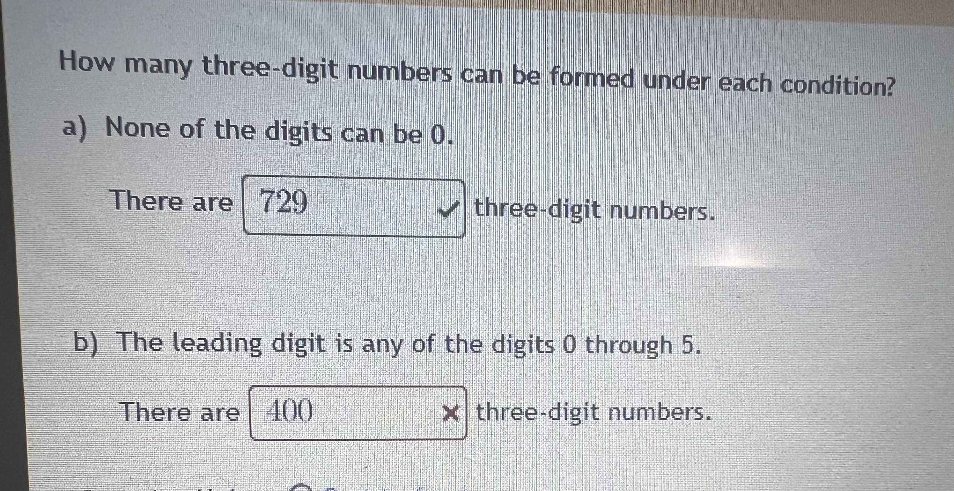 Solved How many three-digit numbers can be formed under each | Chegg.com