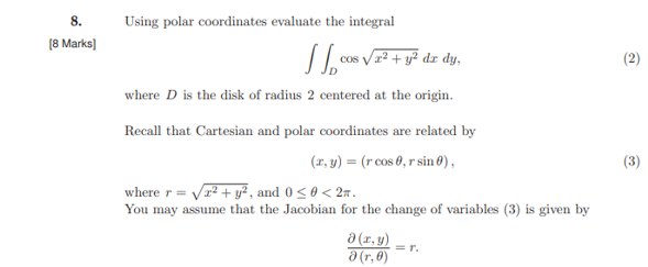 Solved Using polar coordinates evaluate the integral | Chegg.com
