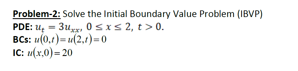 Solved Problem-2: Solve the Initial Boundary Value Problem | Chegg.com