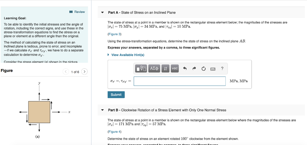 Part C - Counterclockwise Rotation of a Stress | Chegg.com