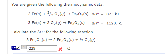 Solved You are given the following thermodynamic data. | Chegg.com