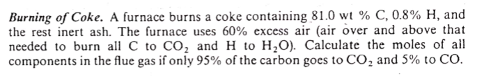 Solved Burning or Coke. A furnace burns a coke containing | Chegg.com