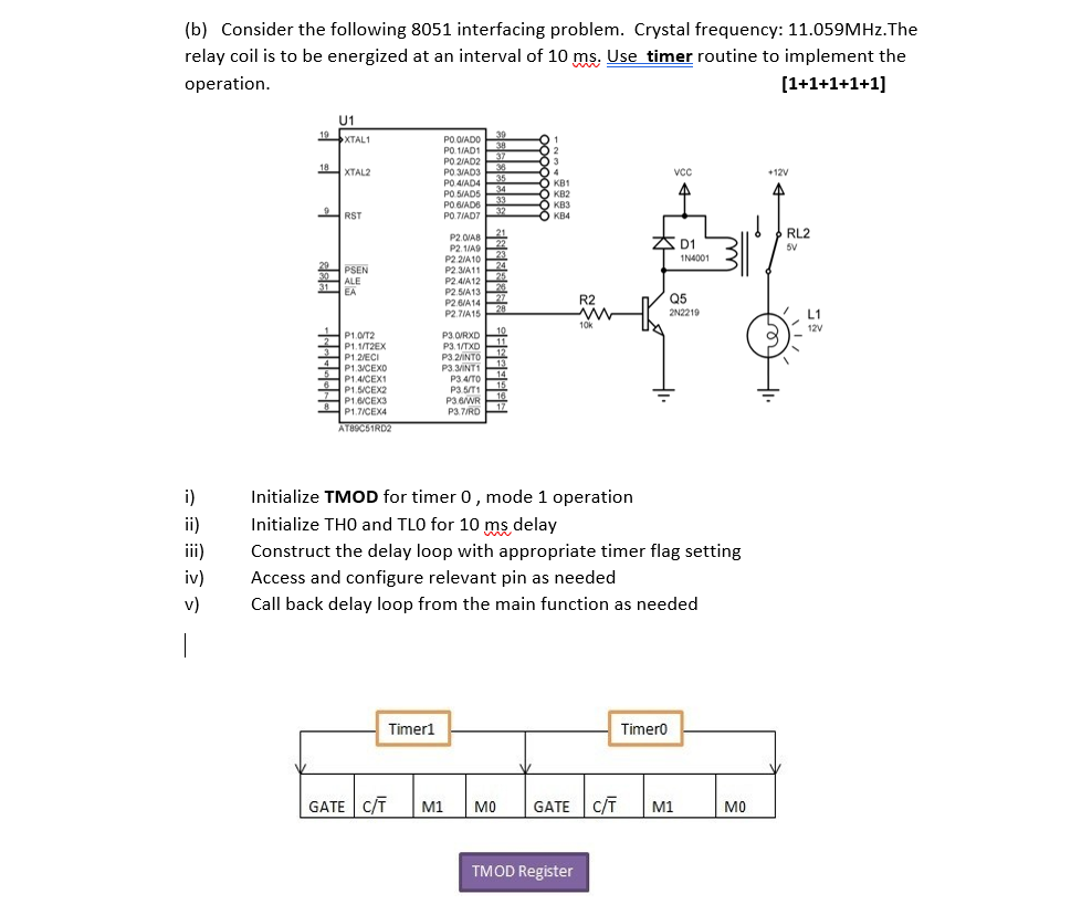 Solved (b) Consider the following 8051 interfacing problem. | Chegg.com