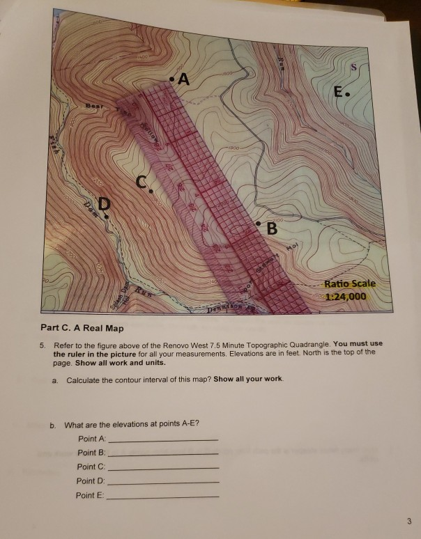 Solved Part A: Map Scale 1:24,000 (Show all your work) You | Chegg.com