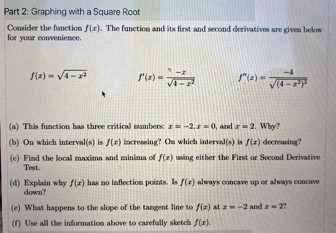 Solved Part 2: Graphing with a Square Root Consider the | Chegg.com