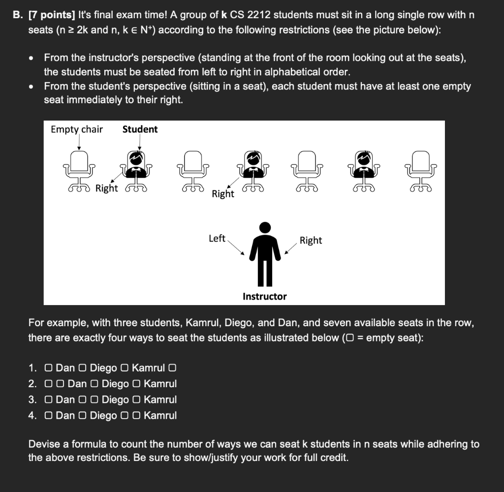 Solved [7 points] It's final exam time! A group of k CS 2212 | Chegg.com