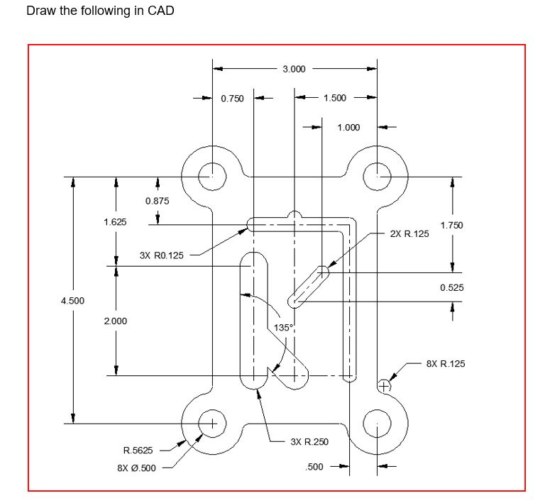Draw the following in CAD 3.000 0.750 1.500 1.000 | Chegg.com