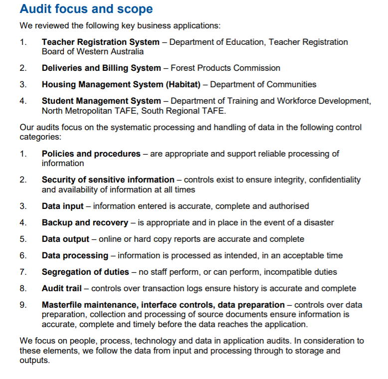 Audit focus and scope We reviewed the following key | Chegg.com