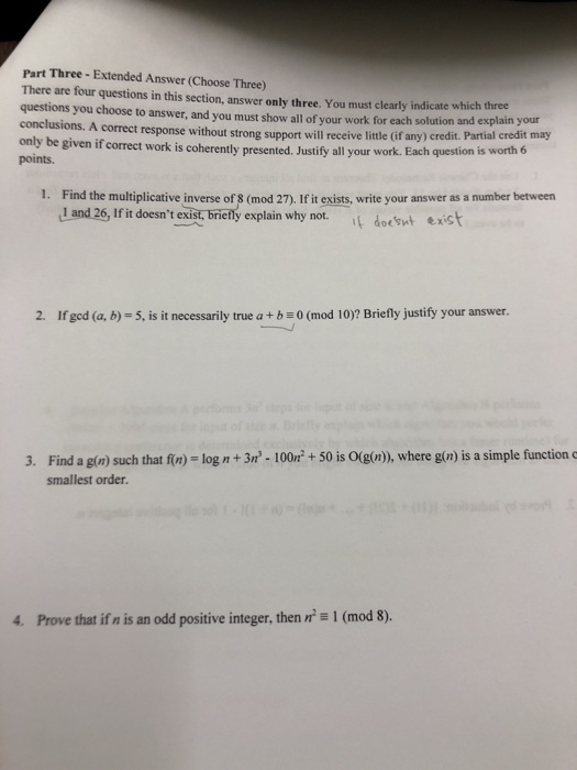 Solved Part Three- Extended Answer (Choose Three) There are | Chegg.com