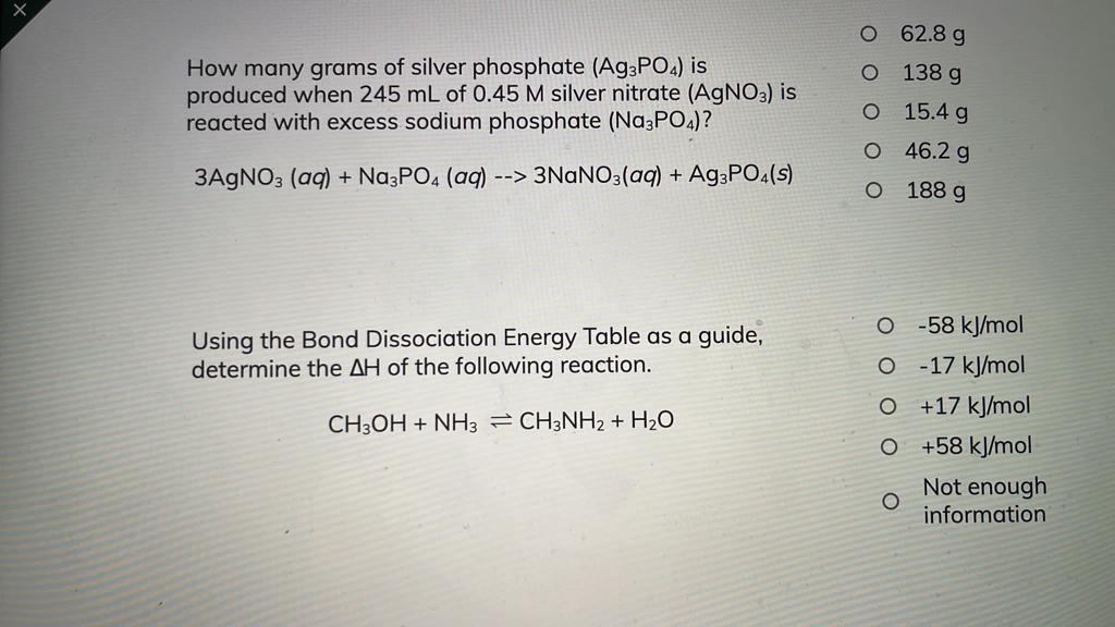 Solved 62.8 g How many grams of silver phosphate (Ag3PO4) is | Chegg.com