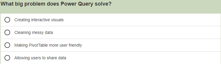 Solved What big problem does Power Query solve? Creating | Chegg.com
