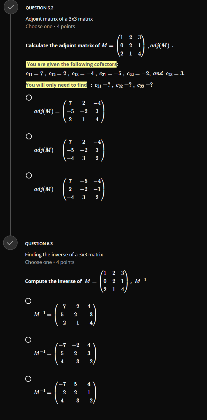 Solved GROUP 3 Minor Determinant an cofactor Group ⋅2 | Chegg.com