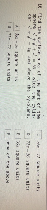 Solved C36T-72 square units D 72T-36 square units E 36 | Chegg.com