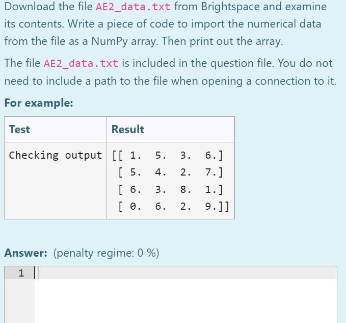 Solved Download the file AE2_data.txt from Brightspace and | Chegg.com