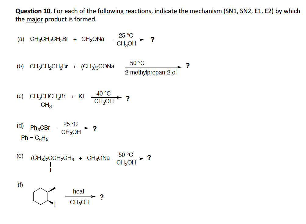 Solved Question 10. For each of the following reactions, | Chegg.com