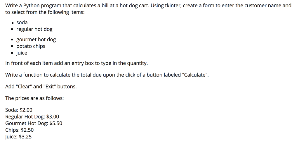 Write a Python program that calculates a bill at a | Chegg.com