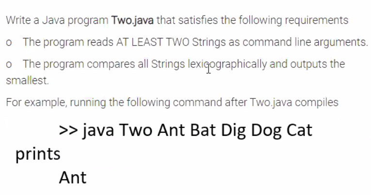 Solved Write a Java program Two.java that satisfies the | Chegg.com