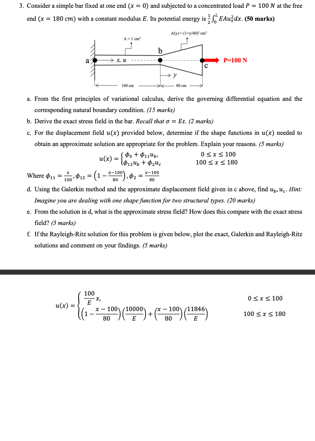 Solved 3. Consider a simple bar fixed at one end (x=0) and | Chegg.com Solved 3. Consider a simple bar fixed at one end (x=0) and | Chegg.com