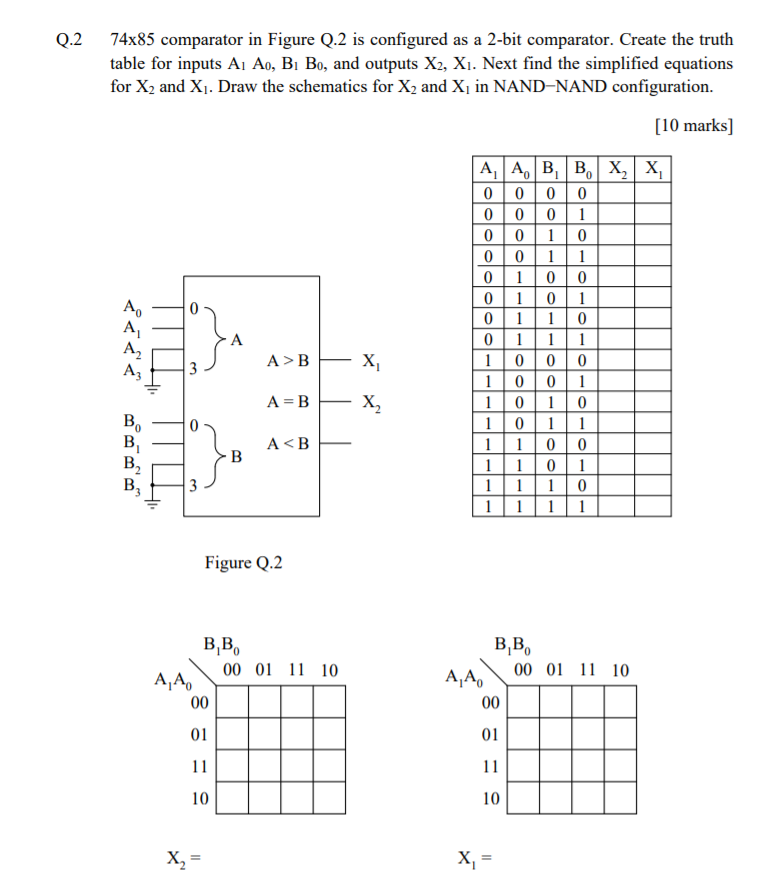 Solved Q.2 74x85 comparator in Figure Q.2 is configured as a | Chegg.com