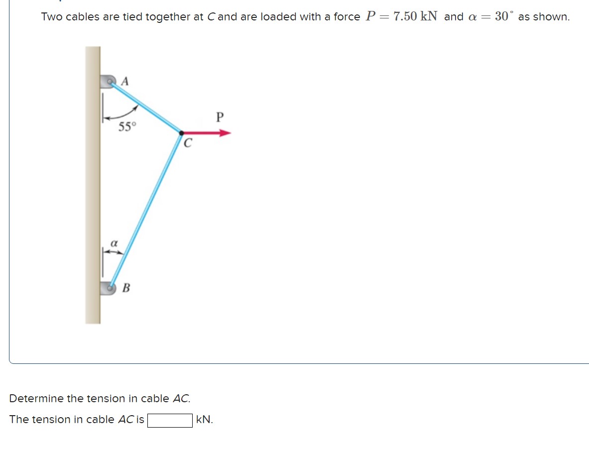 Solved Two cables are tied together at C ﻿and are loaded | Chegg.com