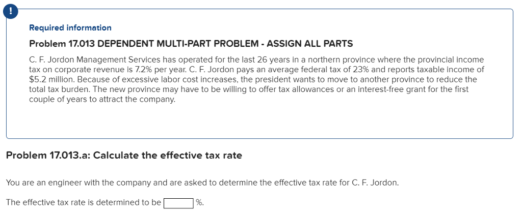 Solved Required information Problem 17.013 DEPENDENT | Chegg.com