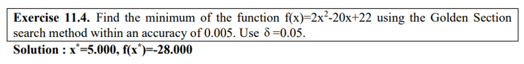 Solved Please Find The Minimum Of Function With Using Golden