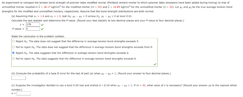 Solved n experiment to compare the tension bond strength of | Chegg.com