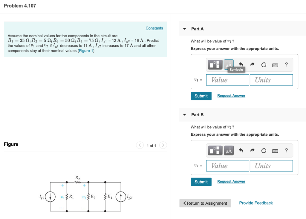 Solved Problem 4.107 Part A Assume the nominal values for | Chegg.com