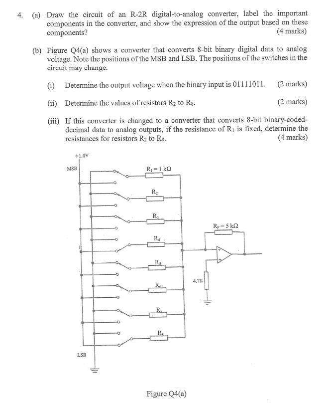 Solved 4. (a) Draw the circuit of an R-2R digital-to-analog | Chegg.com