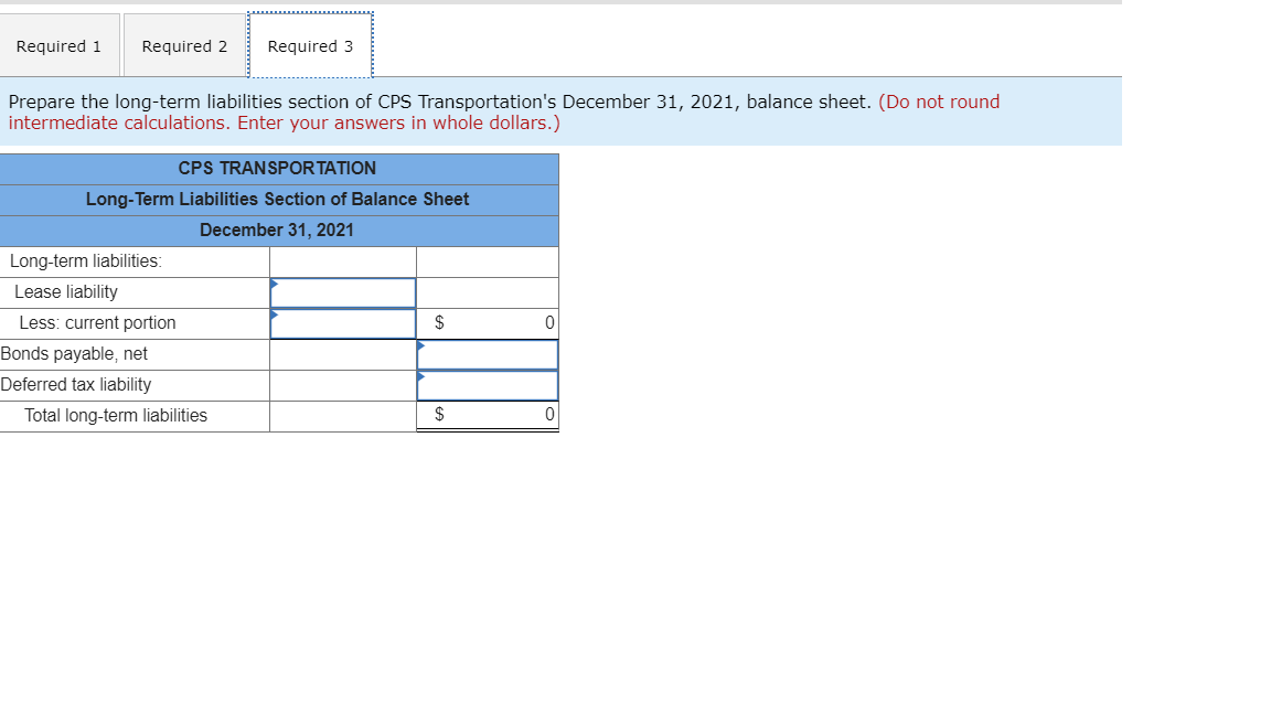 Solved The long-term liabilities section of CPS | Chegg.com