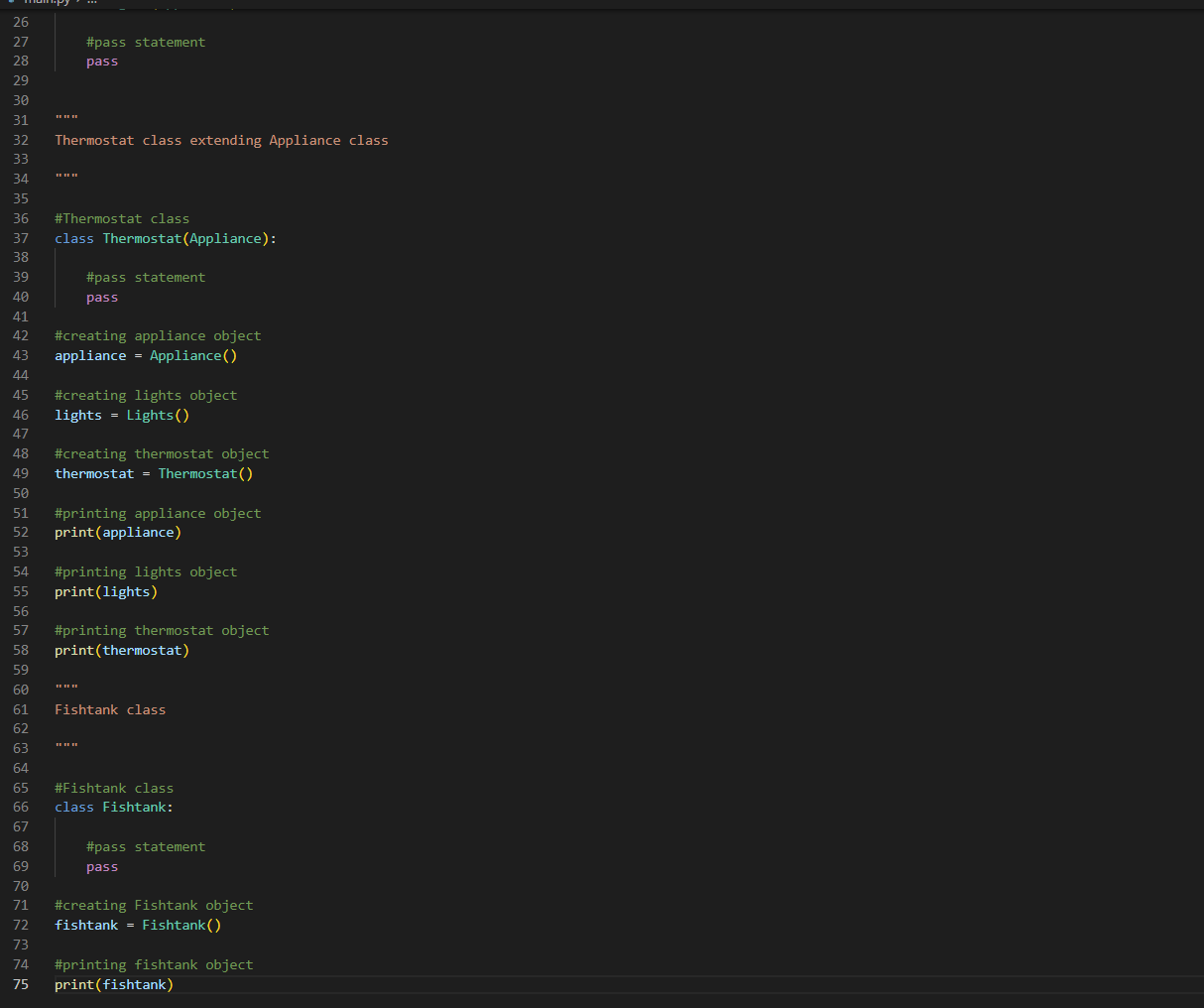 \#pass statement pass Thermostat class extending | Chegg.com