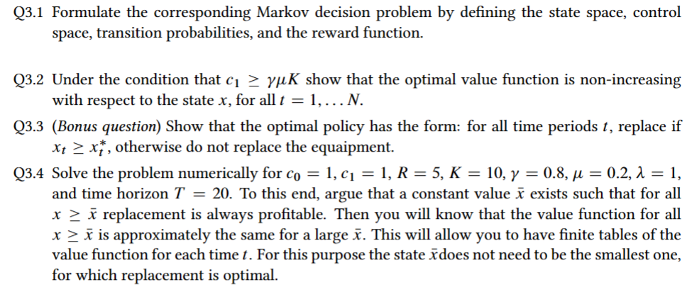 Solved Question 3. Consider the equipment replacement | Chegg.com