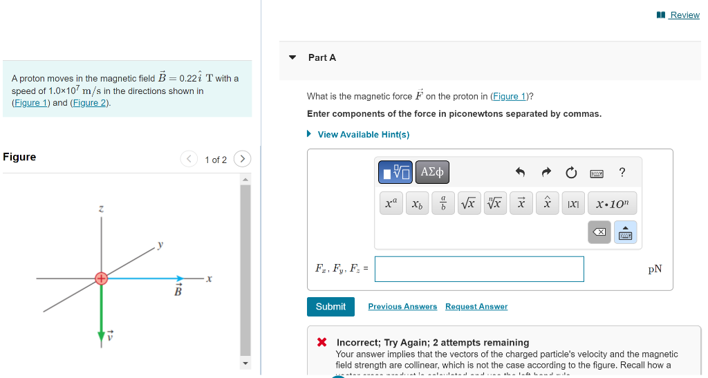 Solved A proton moves in the magnetic field B=0.22i^ T with | Chegg.com