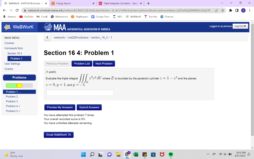 Solved 2 WebWork : MAT228-Buttcane: S X C Chege Search Sy | Chegg.com