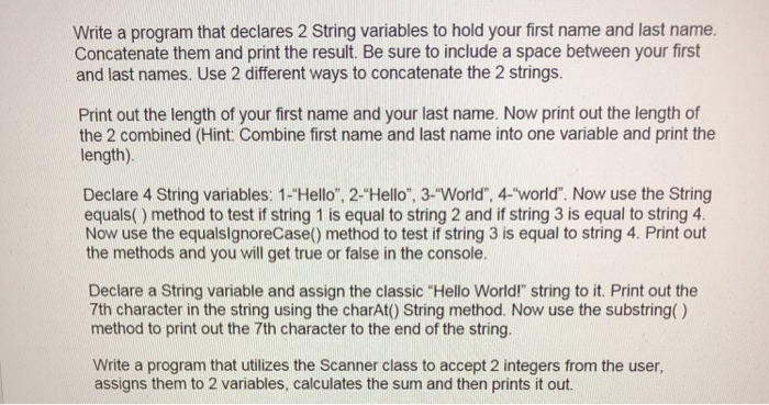 Solved Write A Program That Declares 2 String Variables To 0516